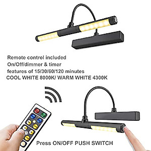 LUXSWAY Wireless Painting Light with Rotatable Light Head for Wall Art, Pictures,Painting,Artworking Display, Remote Control, Dimmable and Timer Off,Battery Operated-Black