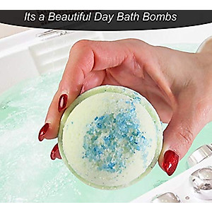 Candles and Cream It's A Beautiful Day Bath Bombs, Invigorating and Luxurious, All-Natural Spa Fizzies for Stress Relief and Aromatherapy-Set of 2