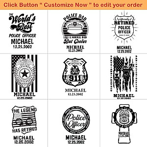 Personalized Engraved Police Officer Graduation Gifts - Custom Wooden Rotating Swivel Stand, Handmade Desk Organizer for Dad, Husband Gift Ideas for Police Academy Grad