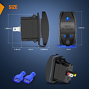 Nilight Rocker Switch Style USB Charger Fits Rocker Switch Panel 4.2A PD Type C USB Charger 12V 24V Fast Charge Socket Dual Charging Port for Cars Boats Trucks RVs, 2 Years Warranty