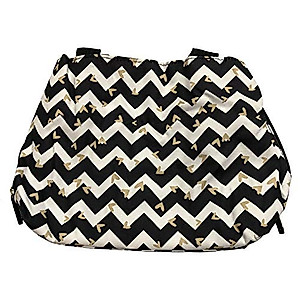 Nicole Miller of New York Insulated Waterproof Lunch Box Cooler Bag - 11" Lunch Tote (Black/White Chevron Heart)