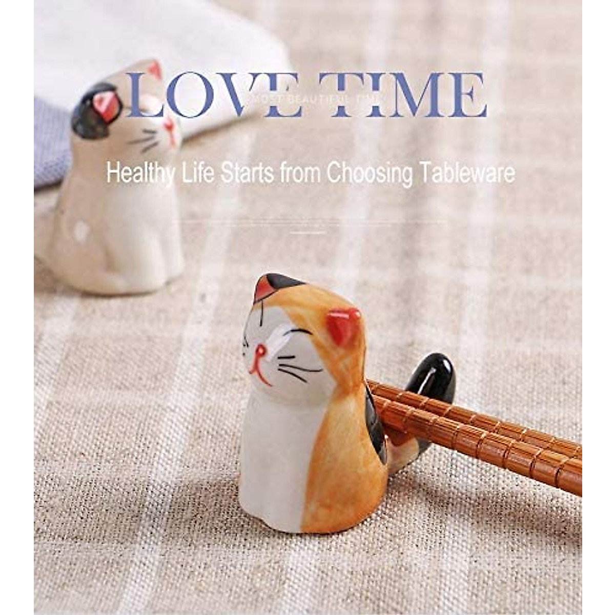 Porcelain Knife Rests Chopstick Rest set, Cat Chopsticks Rest Dinner Spoon Stand Knife Fork Holder, Delightful Cat Shaped Chopsticks Holder - Ideal gift for Mother's Day, Christmas