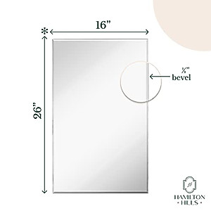 Hamilton Hills 16x26 inch White Recessed Medicine Cabinet with Mirror | Beveled Medicine Cabinet Organizer with Shelves | Farmhouse Wall Mounted Hanging Rectangular Bathroom Cabinet