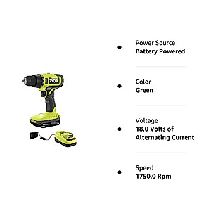RYOBI ONE+ 18V Cordless 1/2 in. Drill/Driver Kit with (1) 1.5 Ah Battery and Charger