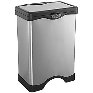 SIMPLYKLEEN SensaPed Touch Sensor 10.5-Gallon Rectangular Stainless Steel Trash Can with Lid