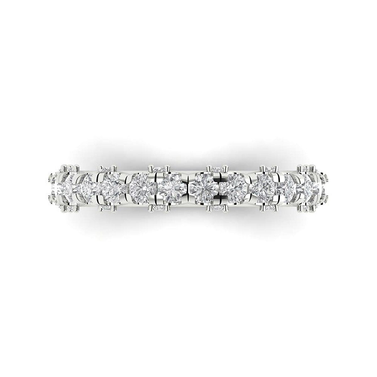3.13 ct Round Cut Clear Simulated Diamond 14k White Gold Eternity Wedding Engagement Promise anniversary Band Sz 3.5