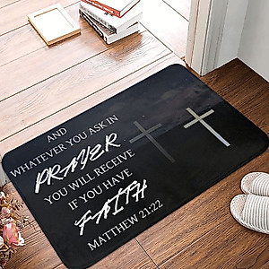 Vivacite Prayer Mat Christian Gifts for Women Men Faith Religious Spiritual Gifts for Women Prayer Rug with Bible Verse Christian Decor Area Rug for Pray Scripture Matthew 21:22, 24"X16"