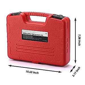 MIXPOWER 18 Pieces Drive Tool Accessory Set, CR-V Steel with Black Phosphate Finish, Includes Socket Adapters, Extensions and Universal Joints and Impact Coupler, Professional Socket Accessories