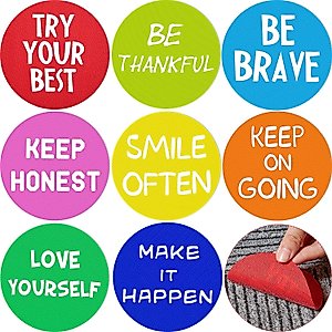 Mudder 24 Pieces 4 Inches Positive Sayings Carpet Markers Classroom Sitting Carpet Markers for Teacher Student