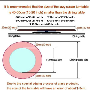 JWW 20in-40in Large Wooden Turntable Lazy Susan For Dining Table Round Tabletop Serving Plate 360° Swivel Tray, Rotate By Hand (Color : Light walnut, Size : 70cm/27")