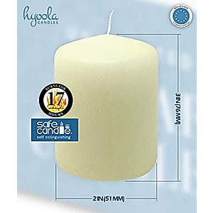 HYOOLA Ivory Pillar Candles 2x3 Inch - 24 Pack Unscented Bulk Pillar Candles - European Made