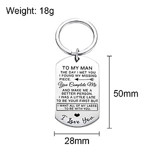 Boyfriend Husband Birthday Gift from Wife Girlfriend, To My Man Keychain Gifts for Him Hubby BF Anniversary Valentines Day Gift for Husband Fiance Keyring for Boyfriend