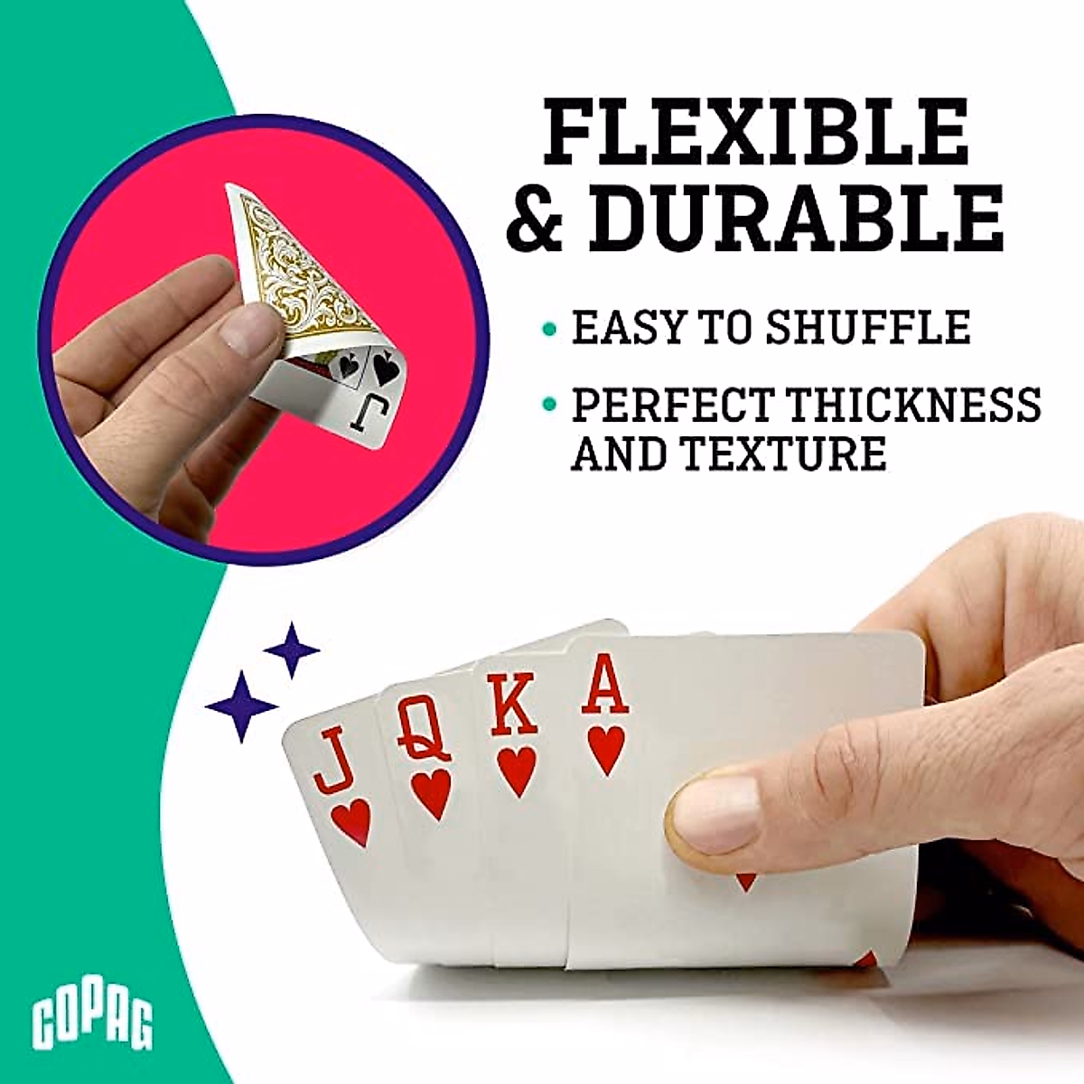 Copag 1546 Neoteric Design 100% Plastic Playing Cards, Poker Size (Standard) Yellow/Pink/Blue Double Deck Set (Regular Index)