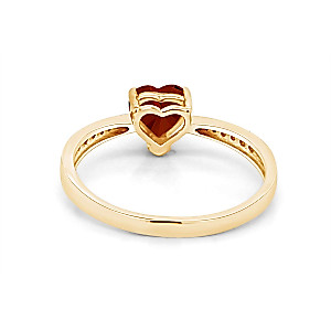 AFFY Simulated Garnet & Cubic Zirconia Solitaire Heart Promise Ring 14k Yellow Gold Over Sterling Silver Gift For Her Ring Size-6