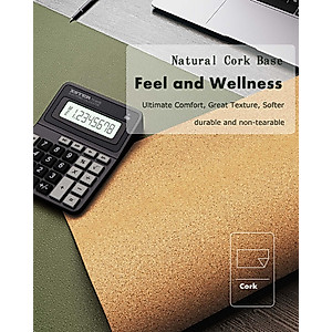 YSAGi Double-Sided Desk Pad, 31.5"x15.7"Leather Desk Mat, Eco Cork Desk Pad Protector,Large Mouse Pad,Waterproof Desk Blotter for Office/Home(Olive Green)