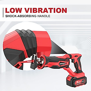 POPULO Cordless Reciprocating Saw, 4.0Ah 20V MAX Battery Power Saw, Electric Reciprocating Saws for Wood, Trees, Metal, or PVC Pipe Cutting, Cordless Saw with Battery, Fast Charger, and Bag