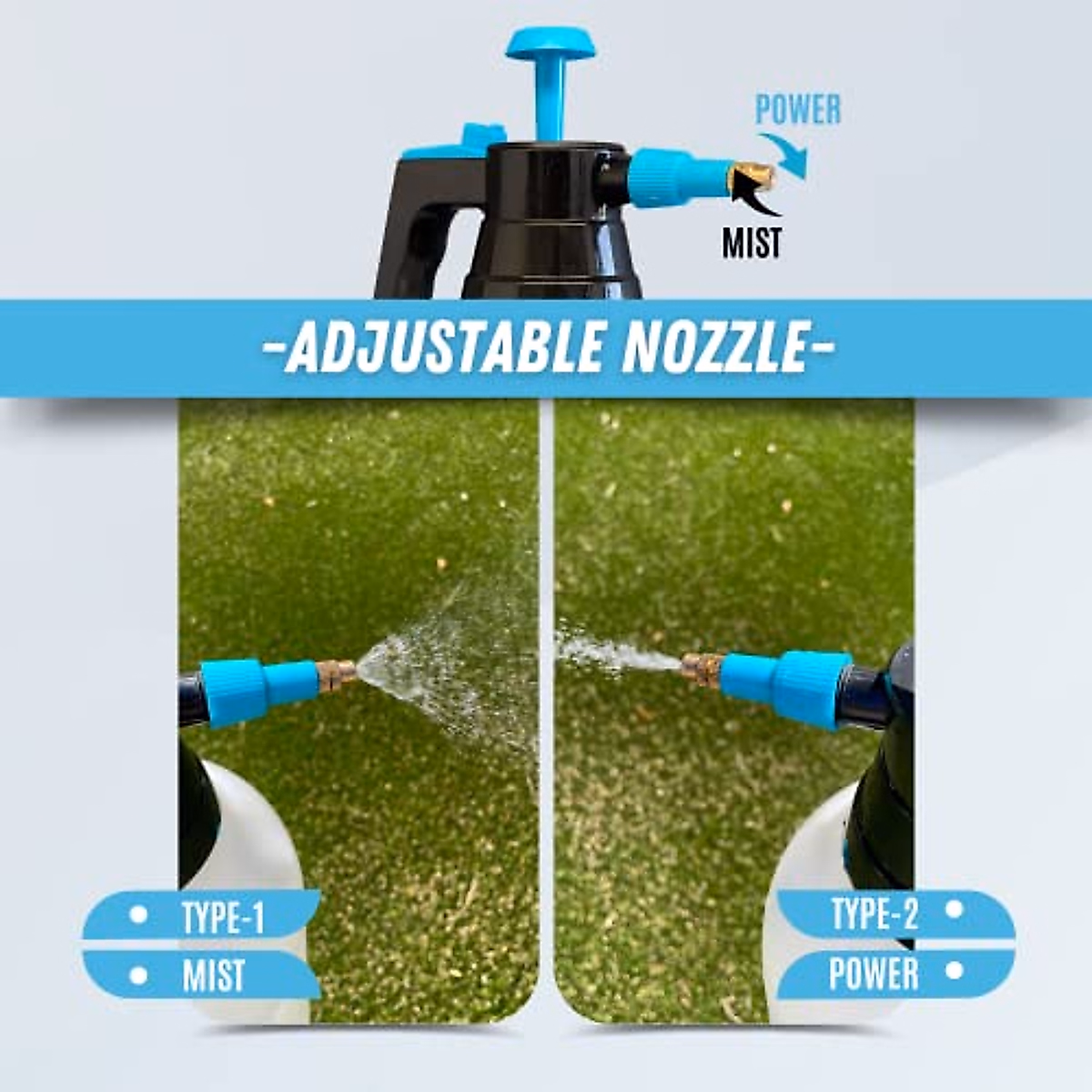 AGRICAS 0.5 Gallon Hand Pump Sprayer, 2L Pressure Garden Sprayer, Handheld Weed Sprayer with Adjustable Brass Nozzle, Pump Mister, Lawn and Garden Care, Watering, Outdoor and Auto - Multi-Purpose