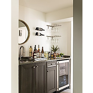 VintageView Wall Series-Stemware Wall Mounted Wine Glass Rack (Satin Black) Stylish Modern Wine Storage with Label Forward Design