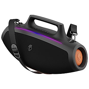 Skullcandy Barrel Bluetooth Boombox Speaker – Water-Resistant Wireless Portable Speaker, with LED Lightshow Mode, 12 Hour Battery, Multi-Link, & USB-C & USB-A Output Charging