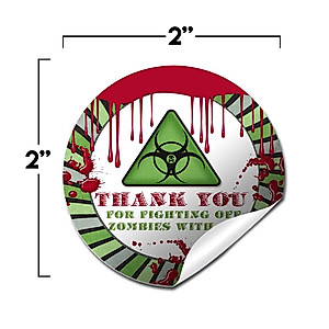 Zombie Birthday Party Thank You Sticker Labels, 40 2" Party Circle Stickers by AmandaCreation, Great for Party Favors, Envelope Seals & Goodie Bags