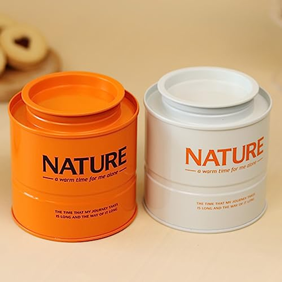 Hiborth Coffee Canister, Cylinder Sealed Storage Jar Good Sealing Moisture-Proof Tea Caddy Food Storage Can Mini Metal Container for Kitchen Home Kitchen Storage Rose Gold