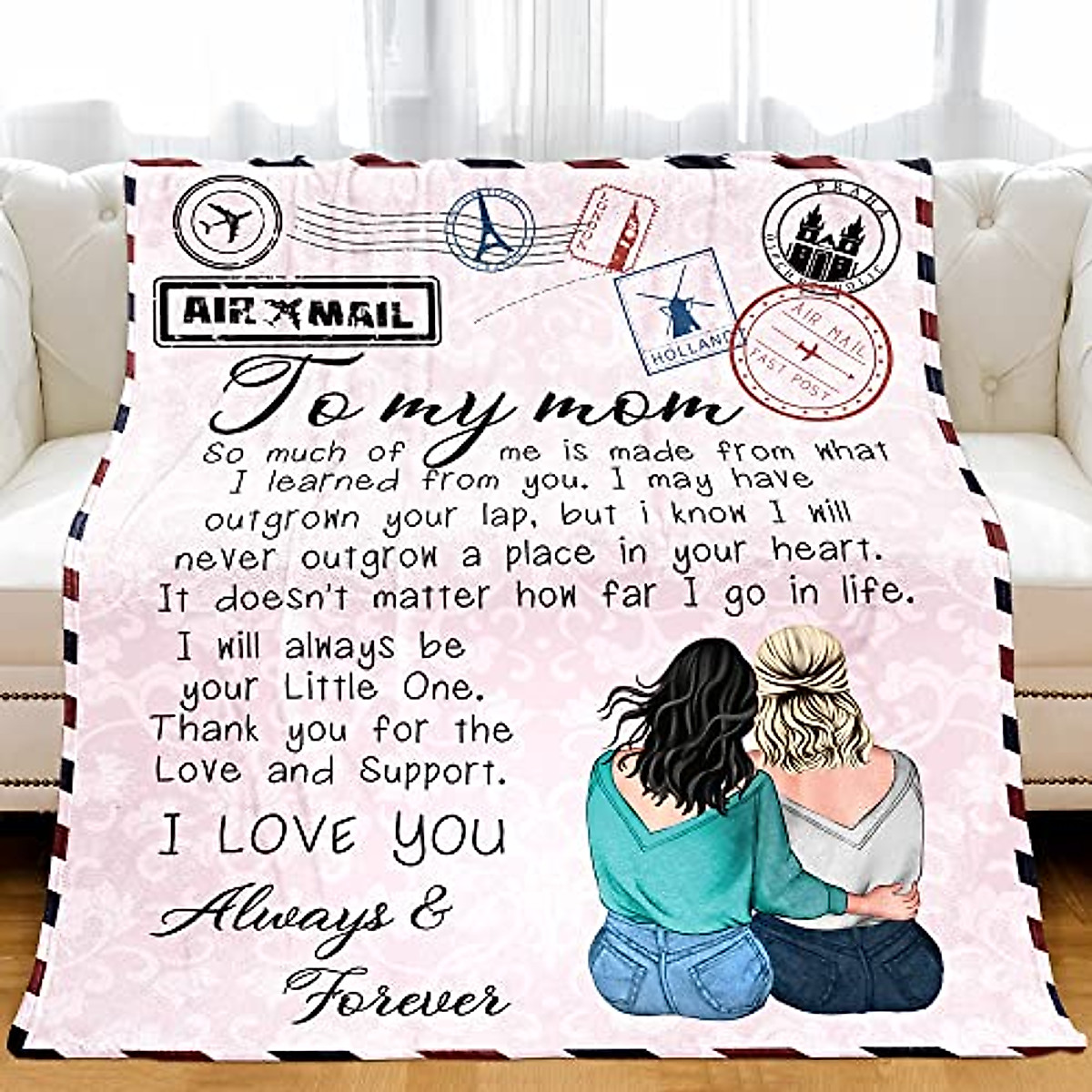 KERAOO Personalized Mothers Day Birthday Gifts from Daughter Son, Blanket to My Mom Gifts, Christmas Valentines Gift for Mom, Mother, Mama