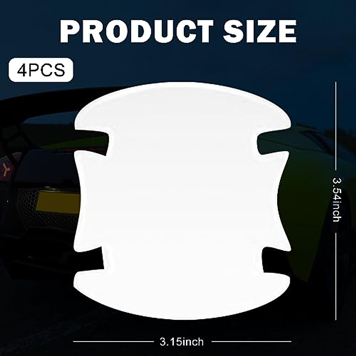 Hawyet 4 PCS Car Door Bowl Stickers, 3.1In x 3.5In Car Door Side Sticker Paint Protection for Door Bowl, Universal Non-Marking Anti-Scratches Protective Stickers (White)