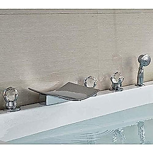 Kitchen Taps Kitchen Tap Faucet Deck Mounted Polish 5 Piece Bathtub Faucet with Handheld Shower Mixer Tap