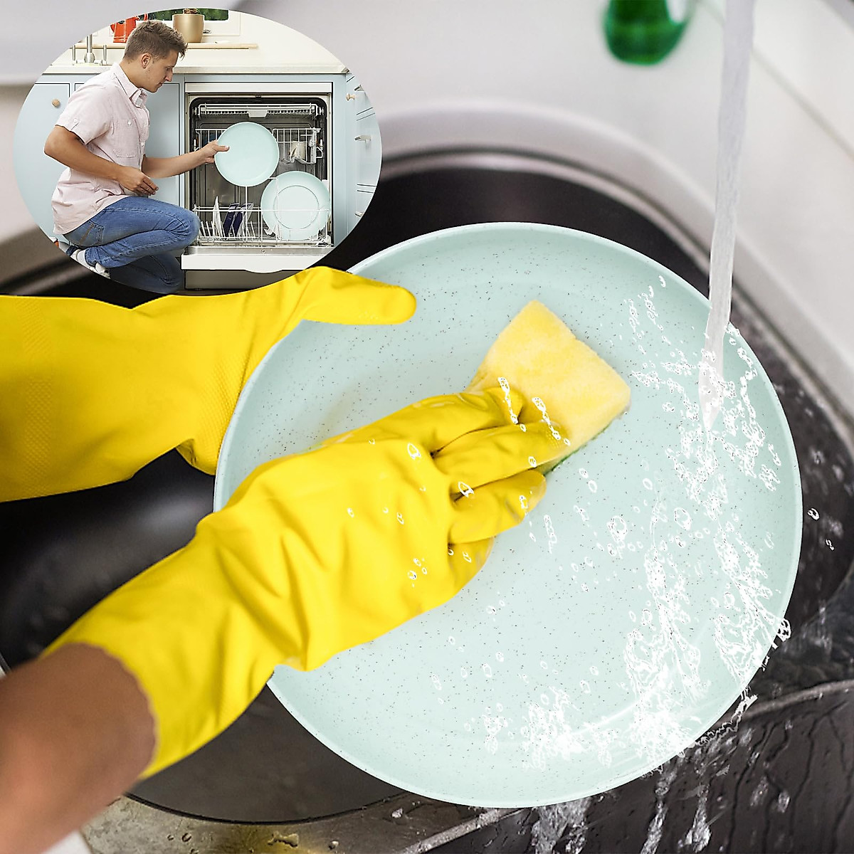 SHECIPIN 42Pcs Wheat Straw Dinnerware Sets, Unbreakable Plates and Bowls Sets, Eco Friendly Non Breakable Dinnerware, Dishwasher Microwave Safe Dinnerware