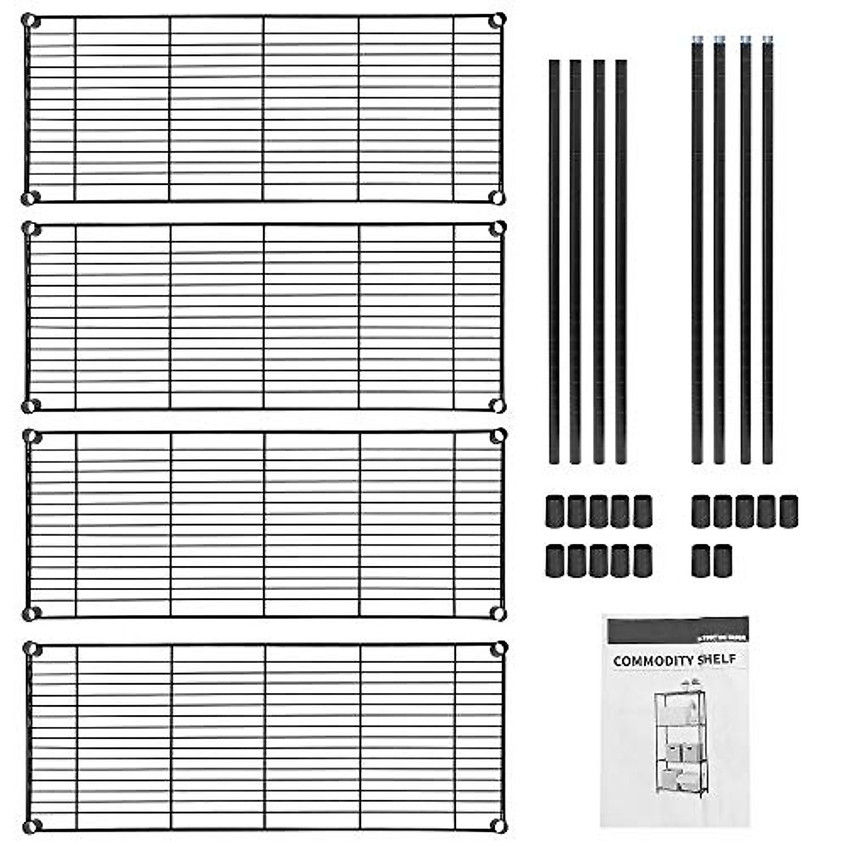 SUPER DEAL Black 4-Shelf Heavy Duty Storage Wire Shelving Unit for Restaurant Garage Pantry Kitchen Garage Rack (36L x 14W x 54H)