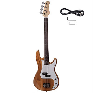 Vasitelan Electric Bass Guitar Full Size 4 String 46 Inch Bass (Burly Wood)