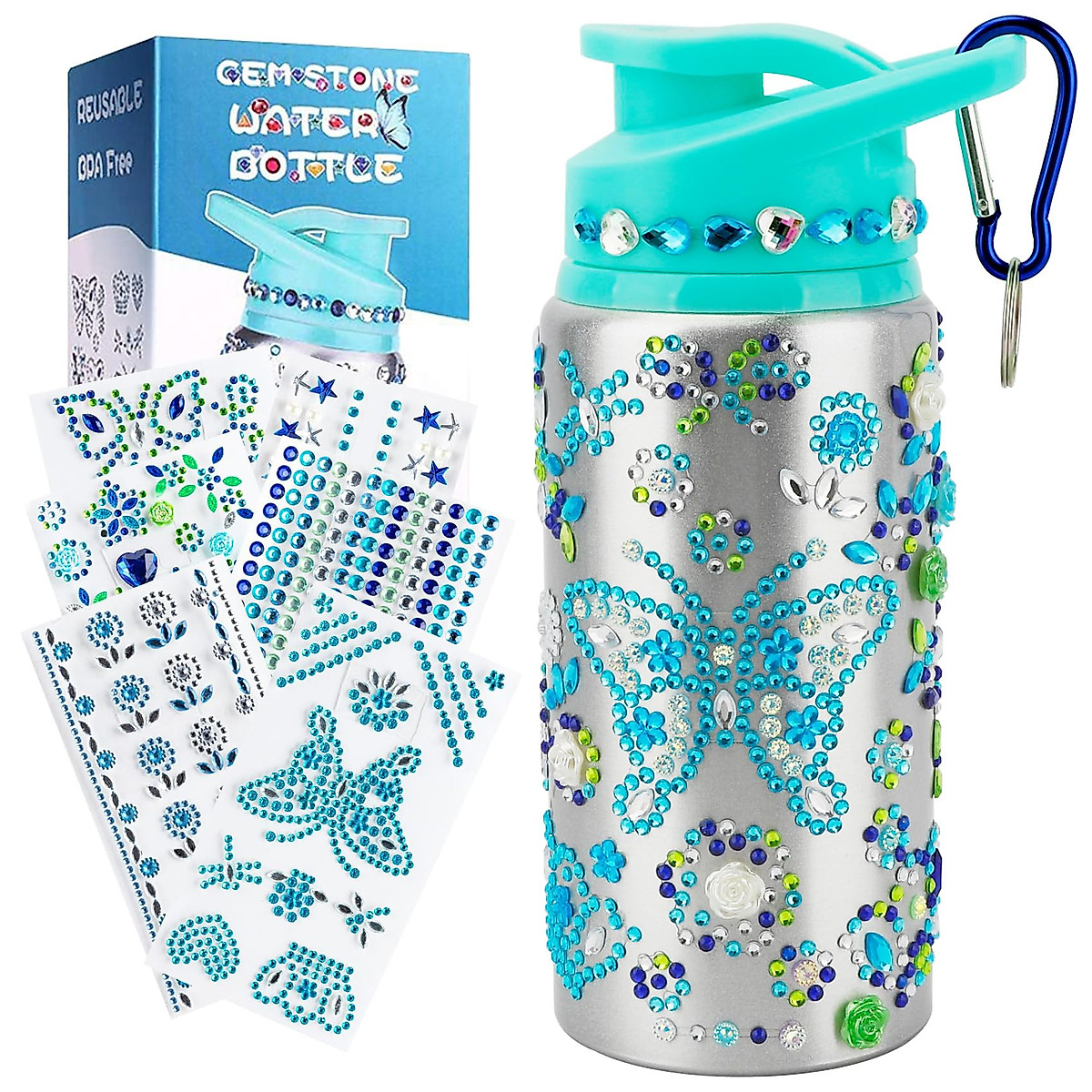 Easter Gifts for Girls - Birthday Girl Gifts for Kids 8-12 -5 6 7 8 9 10 Year Old, Easter Basket Essentials Basket Stuffers Decorate Your Own Water Bottle with Stickers Arts and Crafts