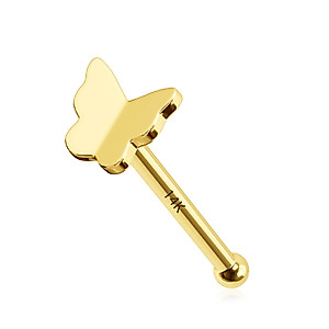 Jewseen 14K Butterfly L-Shape Nose Rings Cubic Zirconia Nose Studs 20G Nose Rings for Women Nose Piercing Jewelry Body Piercing Jewelry