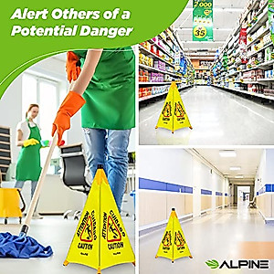 Alpine Pop-Up Wet Floor Sign - Portable Three Sided Caution Cone - Slip & Fall Accident Prevention - for Commercial & Office Use (20 inches)