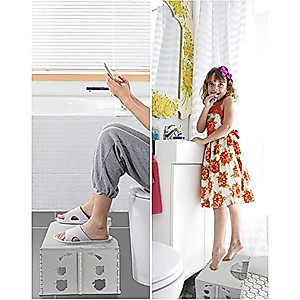 Foldable Toilet Potty Stool for Adults, 7" Healthy Squatting Posture Toilet Poop Stool, Bathroom Anti-Slip Toilet Assistance Step Stool, Fold Design Christmas Decor Portable Travel Poop Stool.(Grey)