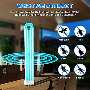 Kittmip BF-150 Replacement Bulbs, 12inch FUL 40W-BL Compatible with Flowtron BK-40, BK-80D, FC-7800, FC-8800, U Shaped Insect Attracting Lamp with Square 4-Pin Base(3 Pack, 40W)