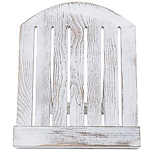 MyGift Shabby Whitewashed Wood Cookbook Holder Stand, Countertop Recipe Book Binder iPad Tablet Holder with Kickstand