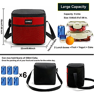 YUMINGUHC 6 Cans Lunch Bag for Women Men Insulated Lunch Box Adult Small Cooler Bag 5L Dual Compartment Reusable Thermal Tote Lunchpack for Office Work Day Trip (Grey)