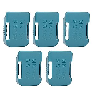 Bindpo Battery Rack, 5Pcs Battery Wall Mount Storage Shelf Rack, Battery Holder Compatible for Makita 18V/for Bosch 18V Batteries, Shelf Bracket Belt Slot(Cyan)