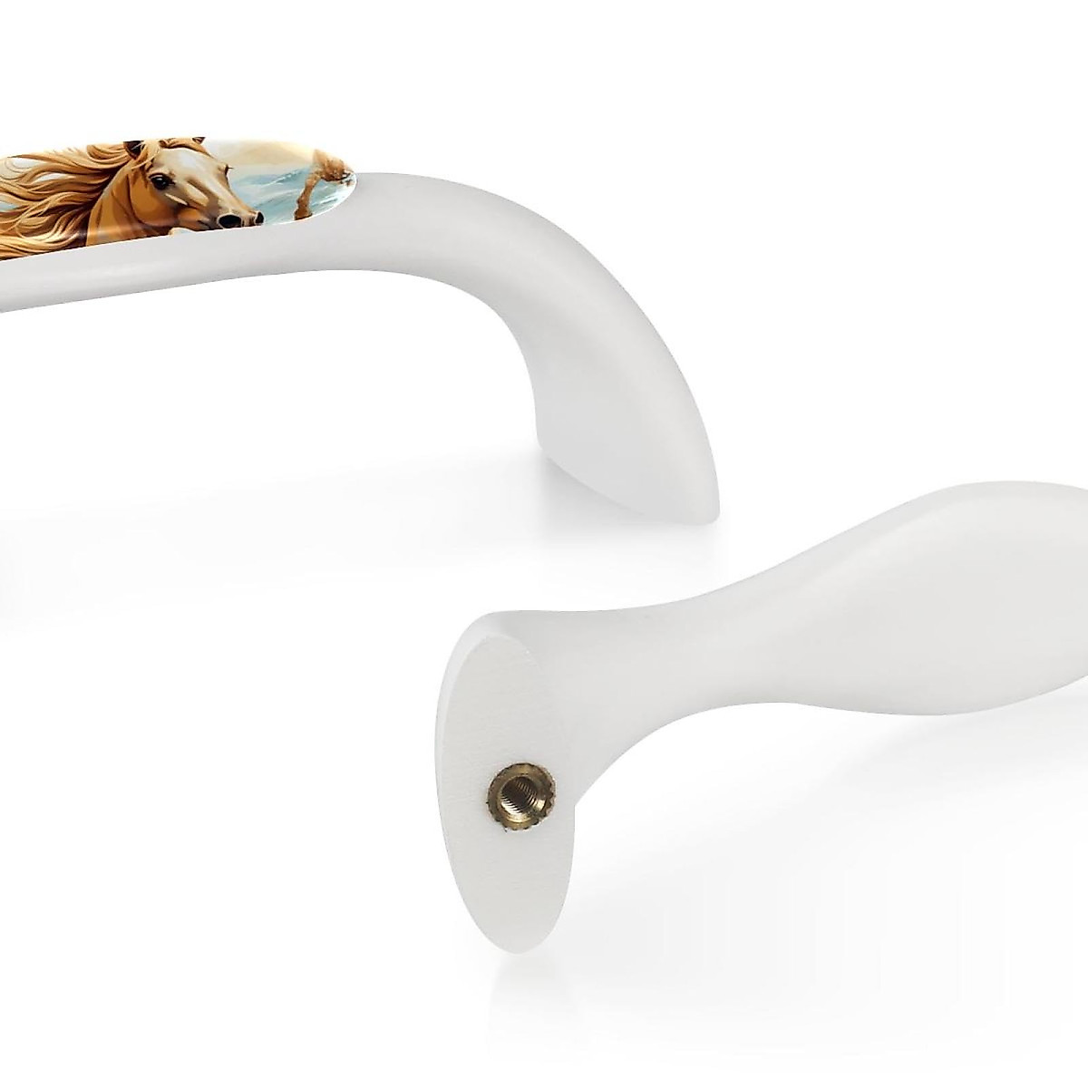 RODAILYCAY Horse 4 Packs Kitchen Drawer Pulls, Crystal Glass Cabinet Handles Pulls, Cupboard Door Knobs, Kitchen Hardware Pulls for Dresser Drawers