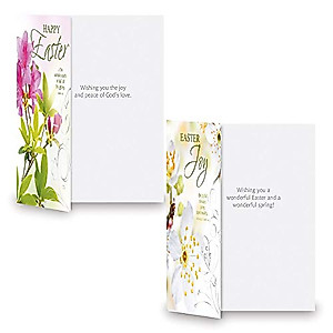Deluxe Joy Religious Easter Greeting Cards - Set of 8 (4 designs), Envelopes Included, Inspiring Bible Messages for Christians and Catholics, 5 Inches x 7 Inches