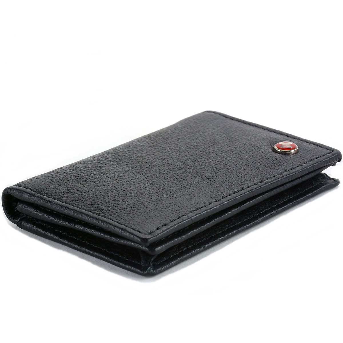 Alpine Swiss Classic Leather Business Card Wallet with ID Window - Expandable pocket - Thin Slim Billfold Credit Card Case