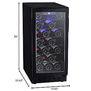 EdgeStar BWR301BL 15 Inch Wide 30 Bottle Built-In Wine Cooler with Slim Design