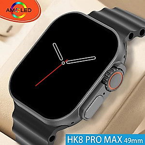 New HK8 Pro Max Smart Watch Ultra Series 8 AMOLED Screen 49mm 2.12 inch Compass NFC High Refresh Rate Smartwatch Men Sport Watch (Orange)
