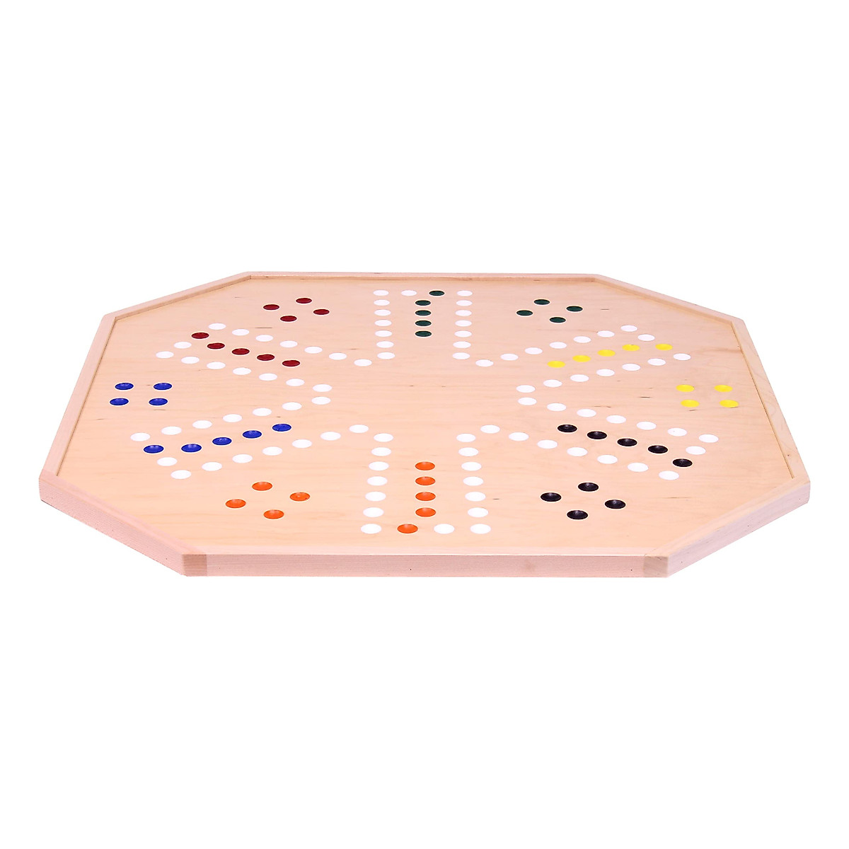 AmishToyBox.com Wooden Marble Chase (Cards N' Marbles) Board Game Set - Large 25" Wide Board - Double-Sided - Includes 1" Marbles and Playing Cards