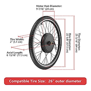 AW Electric Bike Conversion Kit 48V 1000W 26" Front Wheel Powerful Motor, Dual Mode Controller, W/LCD Display Twist Throttle PAS