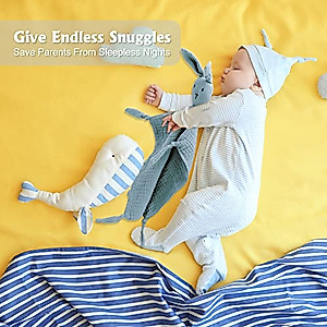 SWIMFUN Personalized Muslin Lovey Blanket, Embroidered Baby Security Blanket Bunny Comforter, Soft Sleeping Toy, Personalized Baby Gift, Custom Name