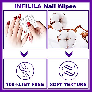 Lint Free Nail Wipes INFILILA Nail Polish Remover 540PCS Super Absorbent Soft Nail Pliosh Remover Pads Lint Free Wipes