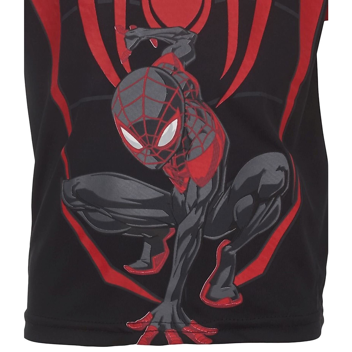 Marvel Avengers Spider-Man Miles Morales Little Boys Athletic T-Shirt Mesh Shorts Set Black 7