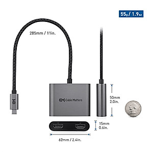 Cable Matters USB-C to HDMI Adapter, 8K or Dual 4K @60Hz, Gray